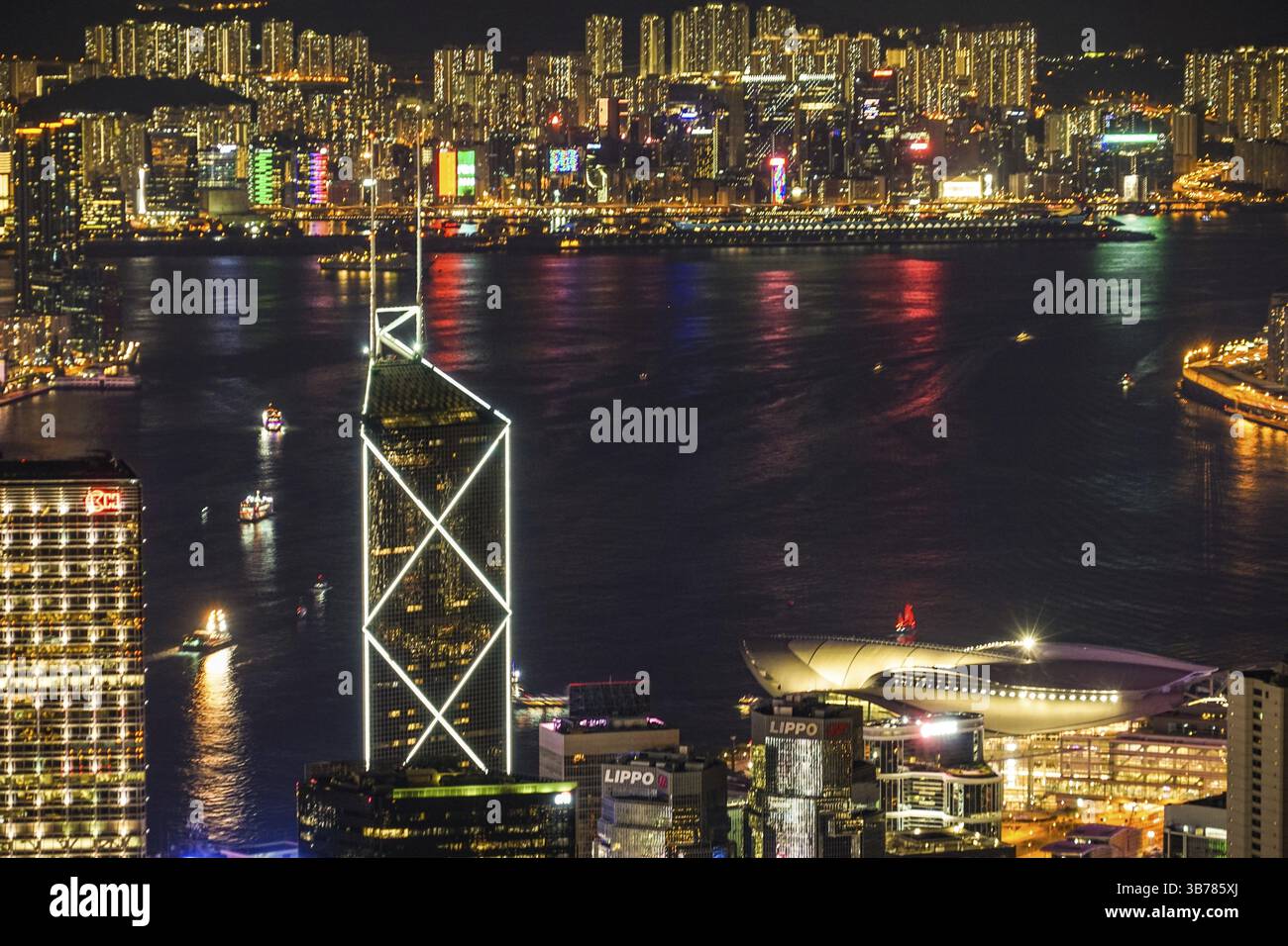 Hong Kong night view seen from Victoria Peak. Shooting Location: Hong ...