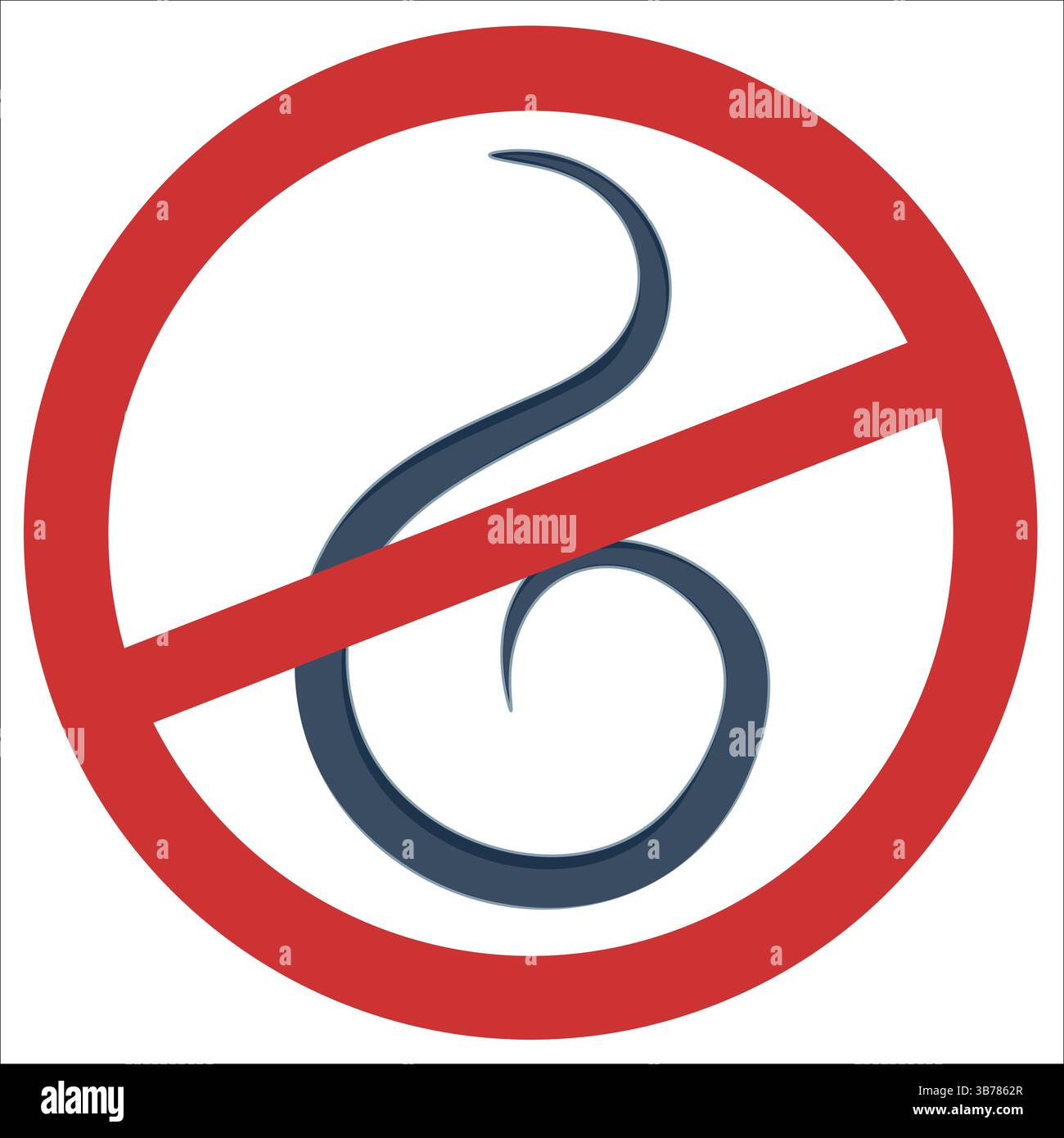 Tapeworm control icon with red prohibition sign indicating pest ...