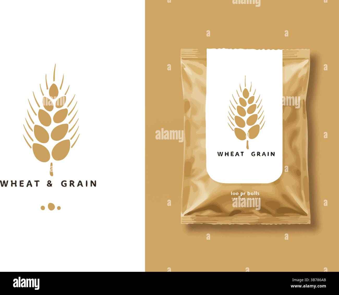 Gold-Toned Wheat & Grain Packaging for Organic Bulk Product Stock ...