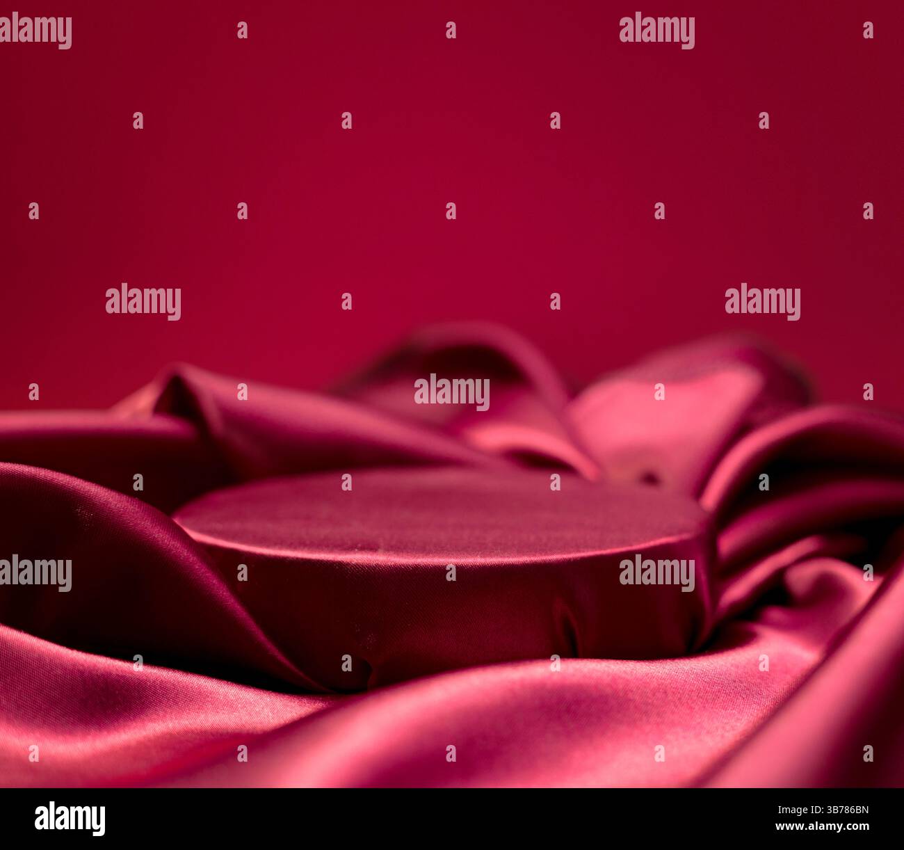 Satin cloth podium, product promotional display, red stage, elegant ...