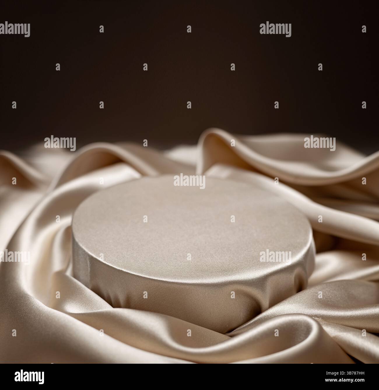 Golden satin stage empty advertisement space. Product promotion podium ...