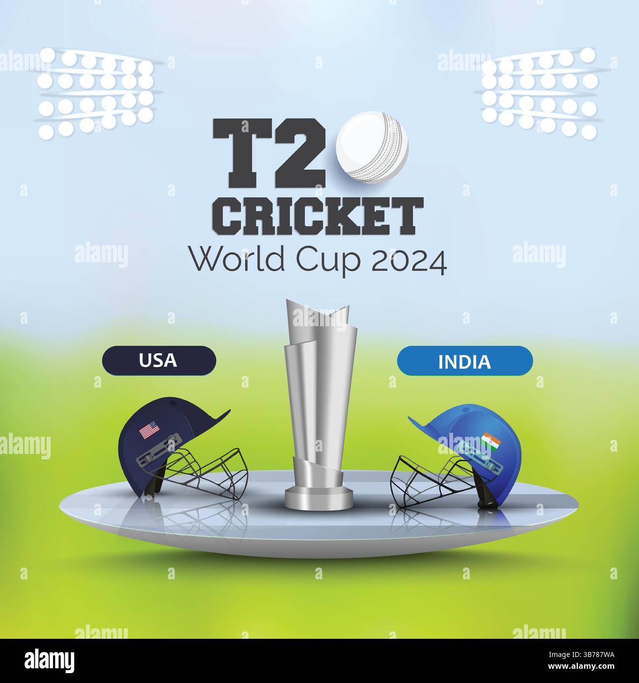 USA vs India Cricket Match T20 Cup, Cricket Team Helmet, Art Design ...