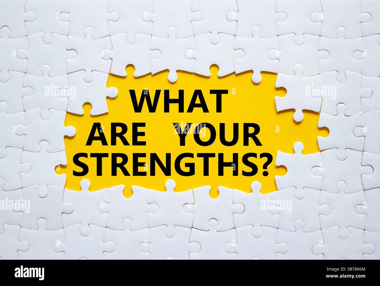 What are your Strengths symbol. White puzzle with words What are your ...