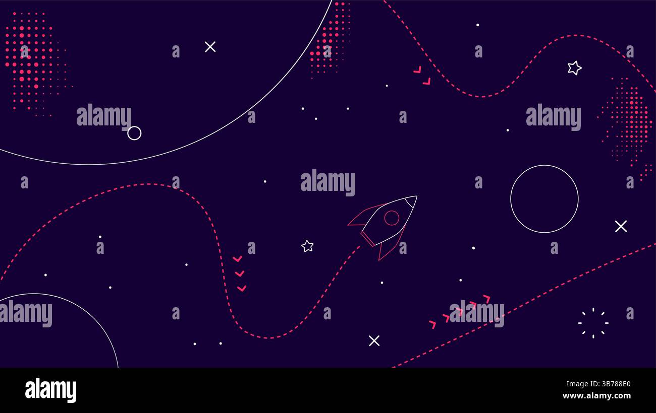 Vector illustration. Simple panoramic outer space wallpaper. Childish ...