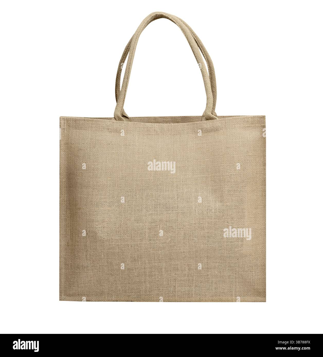 Hessian bag front view isolated on white, nobody, single object.Organic ...