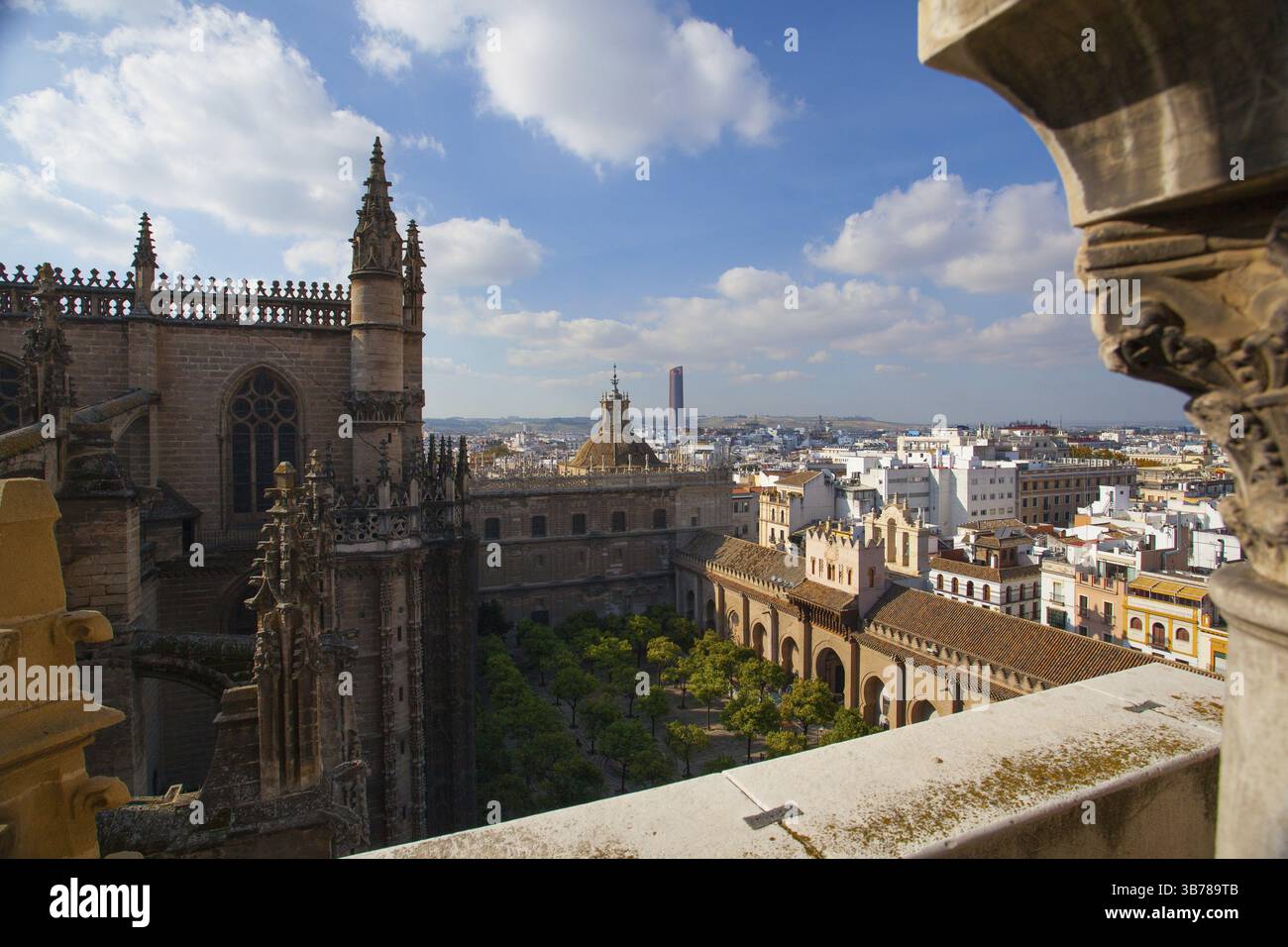 Aerial view from the top of Seville Cathedral, Spain. Seville Cathedral ...
