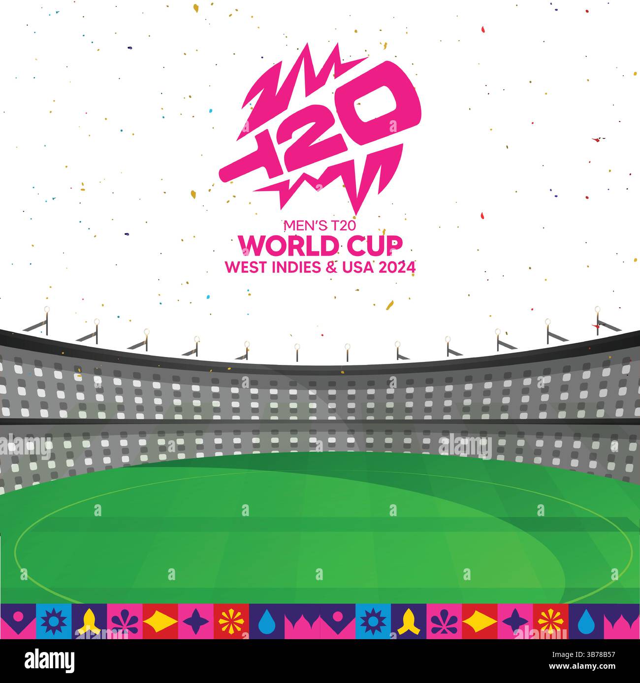 T20 World Cup with Theme with Stadium Light and Stadium white sky ...