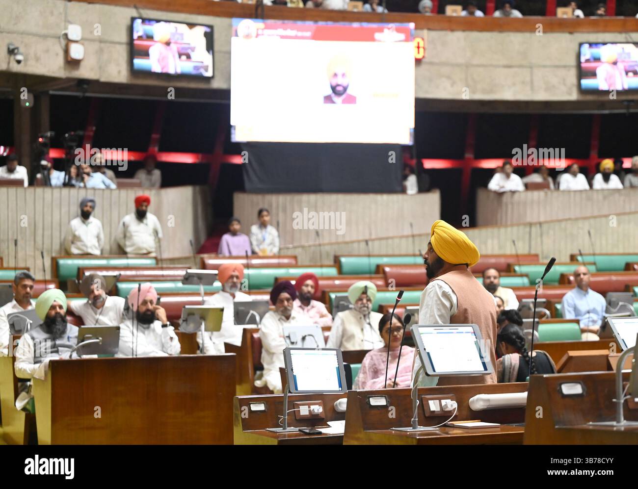 CHANDIGARH, INDIA - MAY 5: Punjab Chief Minister Bhagwant Singh Mann addressing the House during ...