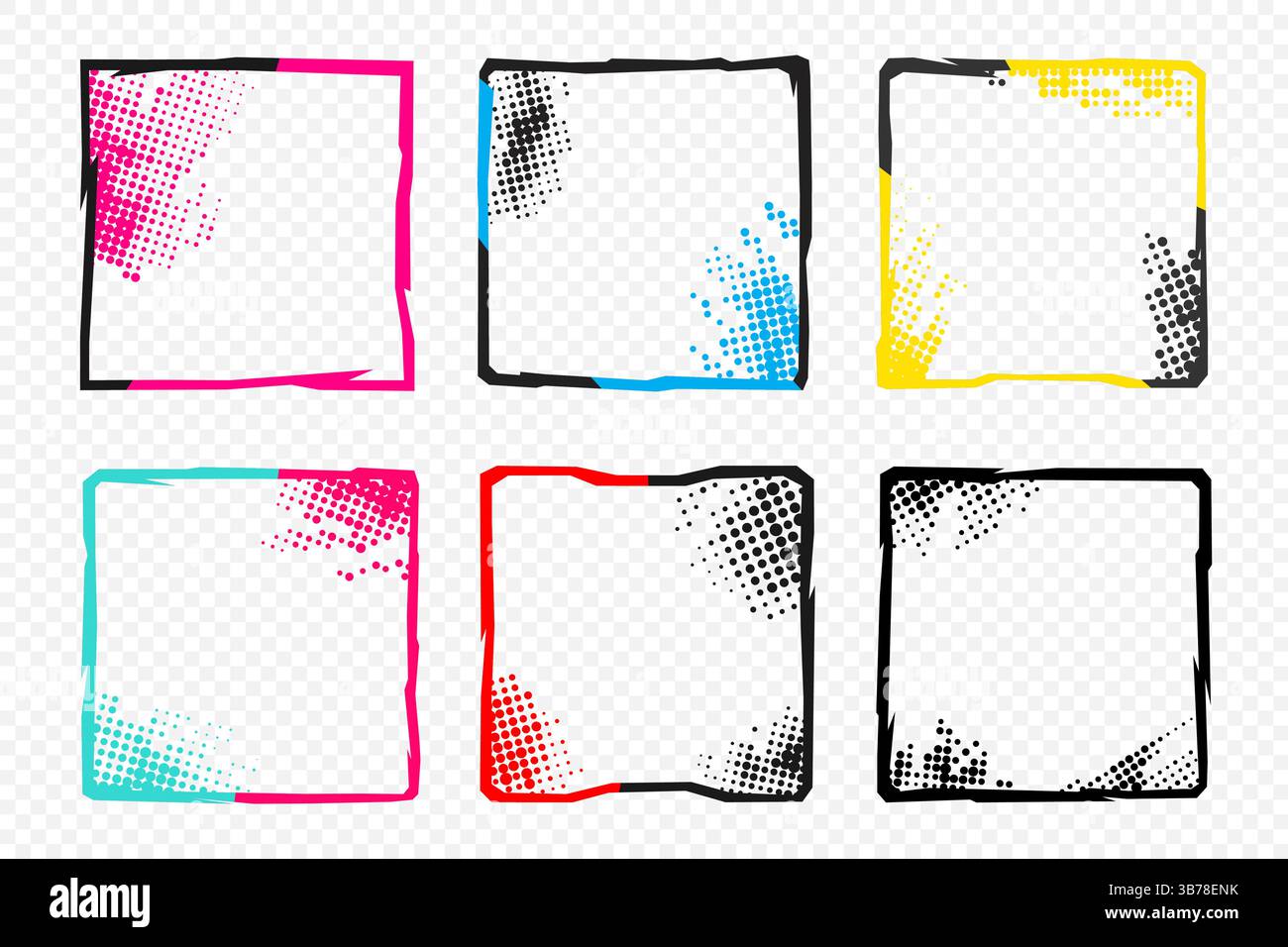 Vector illustration. Polygonal abstract frame set with dots. Design for social media template ...