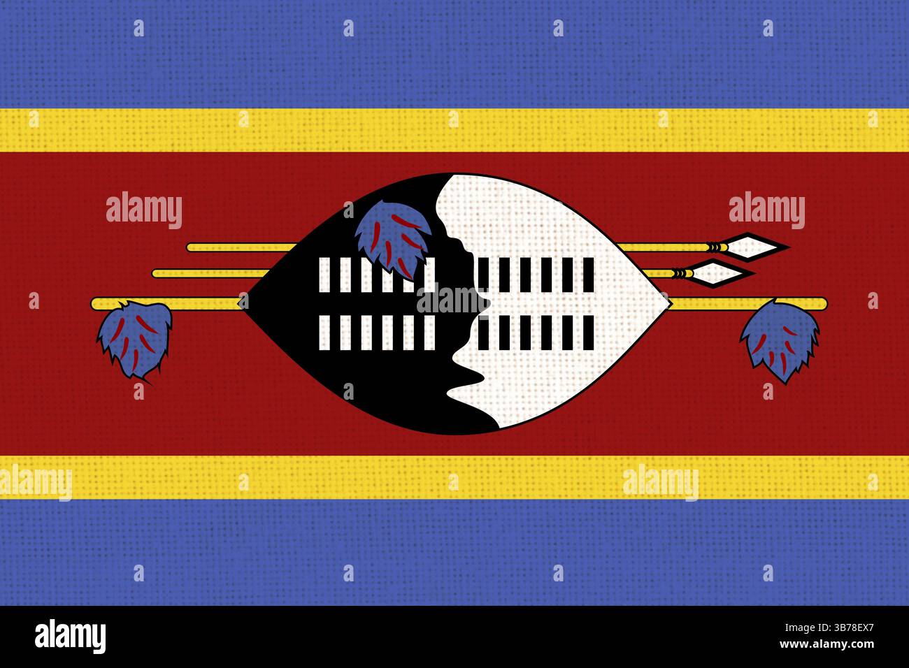 Flag of the Kingdom of Eswatini. Swaziland national flag on fabric ...