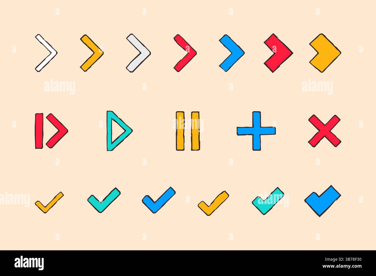Vector illustration. Set of hand drawn polygonal buttons. Design ...