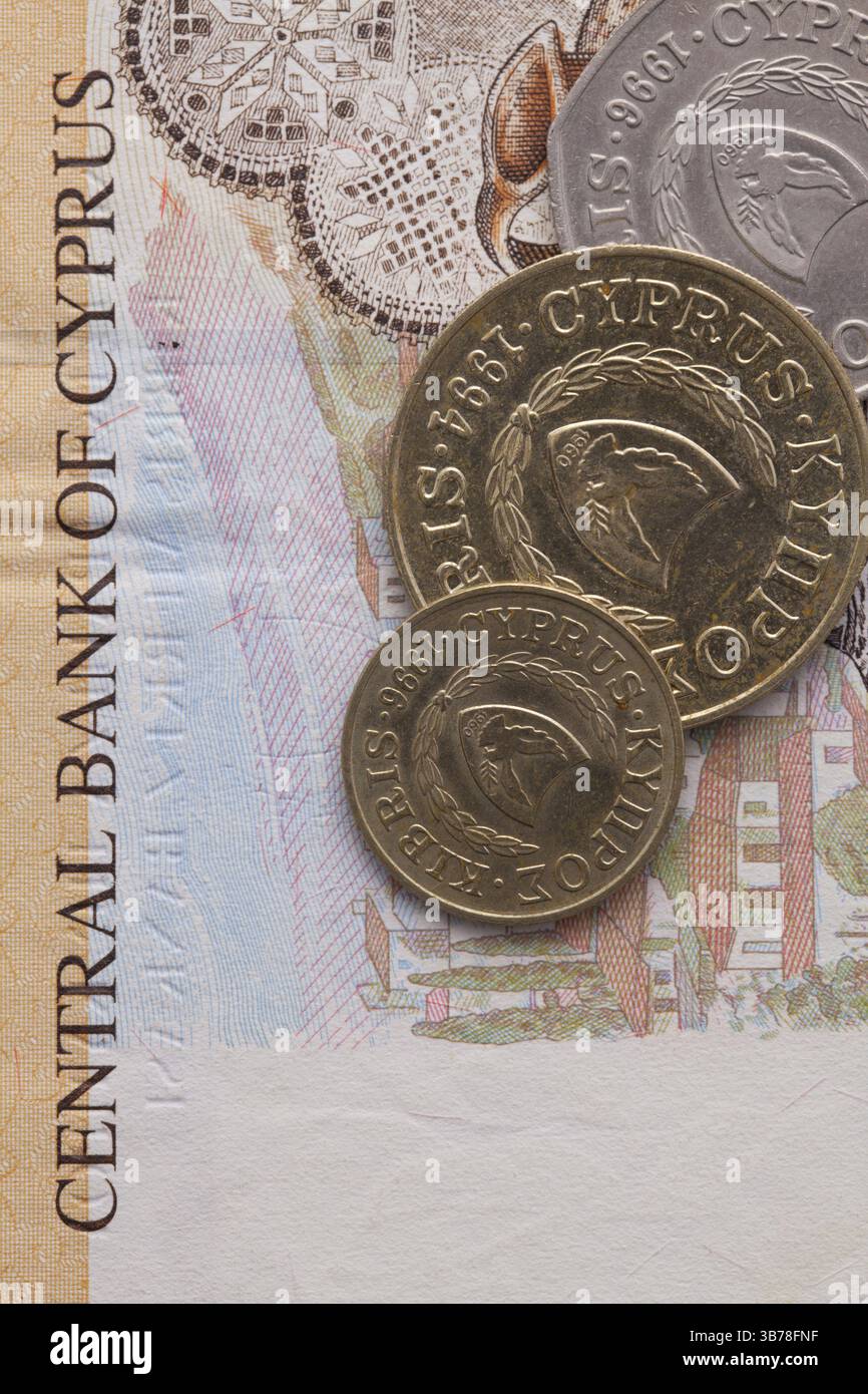 Different banknote and coins of Pound of Cyprus Stock Photo - Alamy
