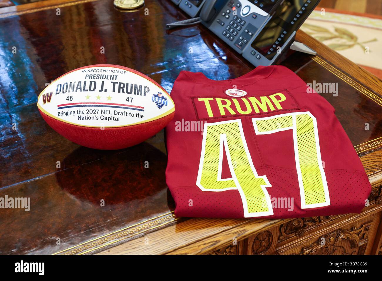 Washington, United States. 05th May, 2025. A football and jersey with ...