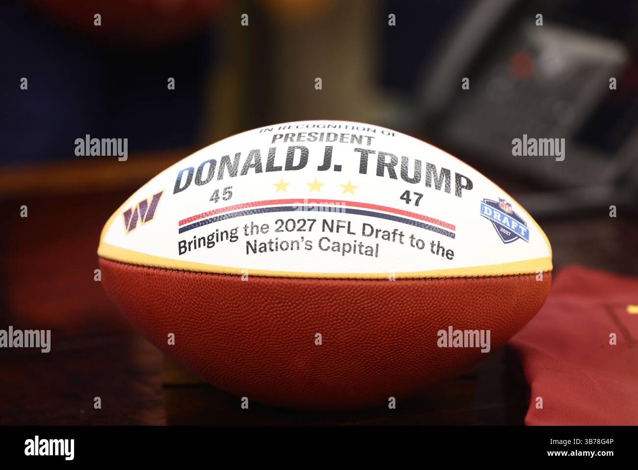 Washington, United States. 05th May, 2025. A football with US President ...