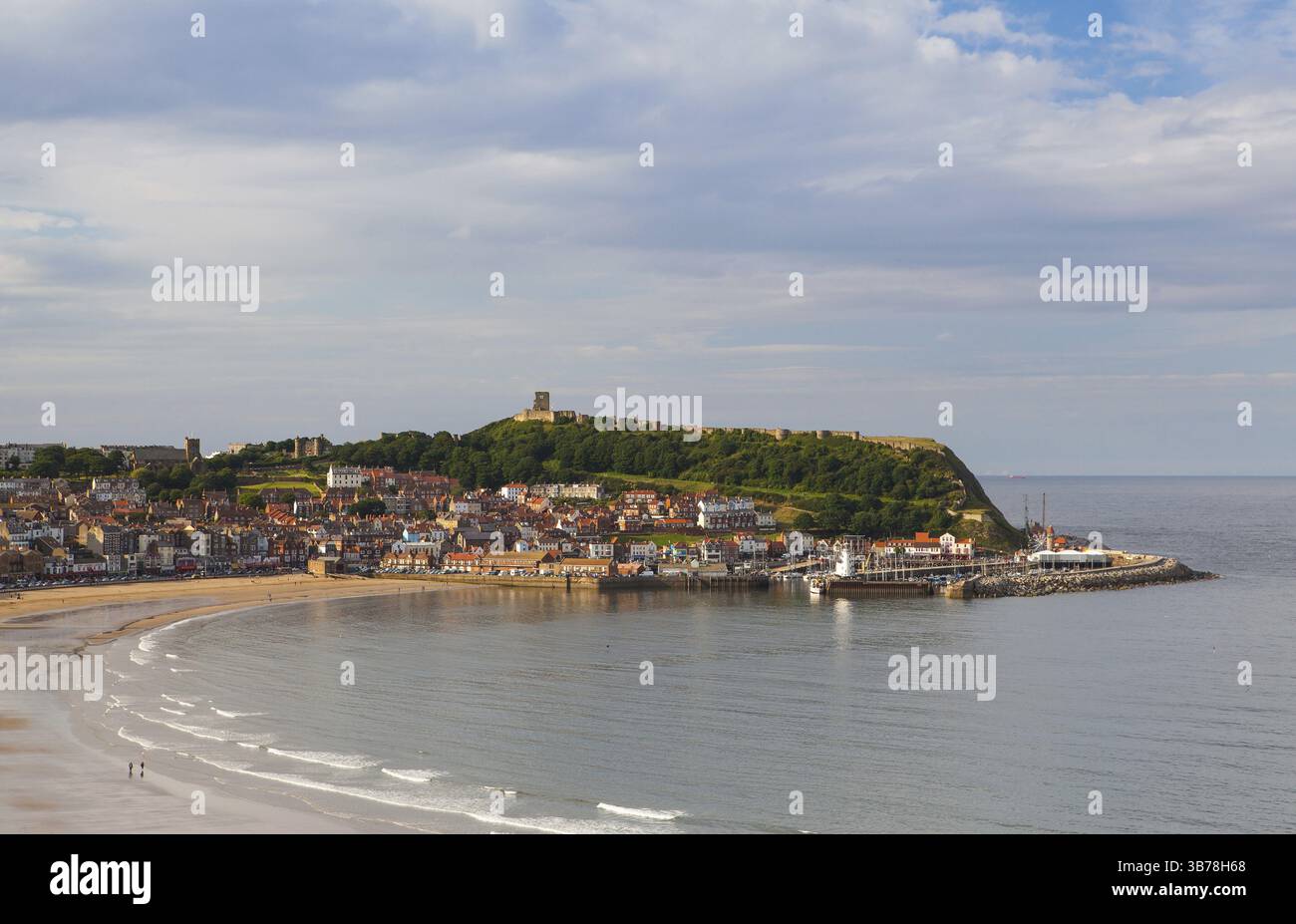 Aerial view of Scarborough beach viewed from cliff. Scarborough is a ...
