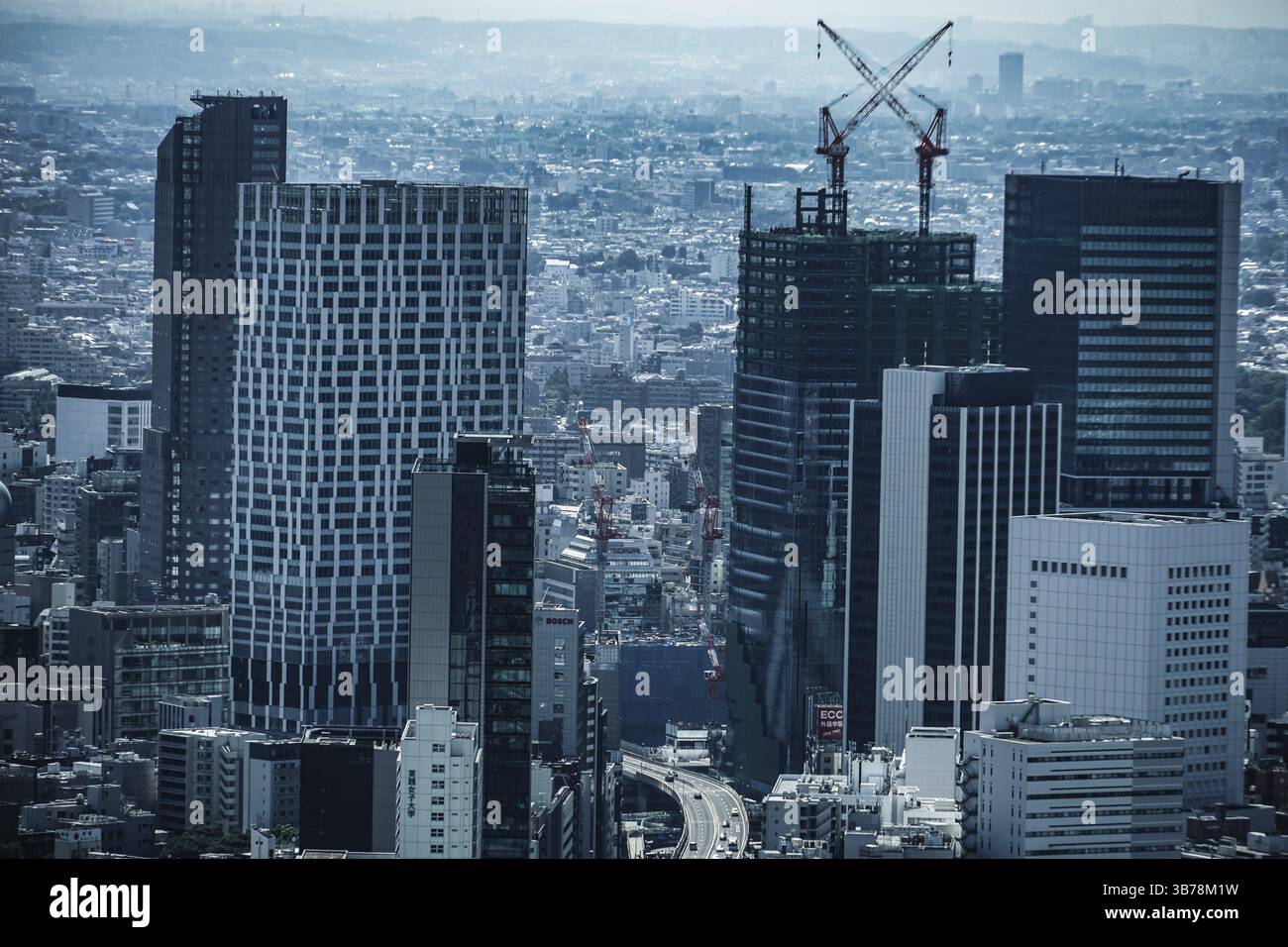 Shibuya landscape from the Roppongi Hills Observation Deck. Shooting ...