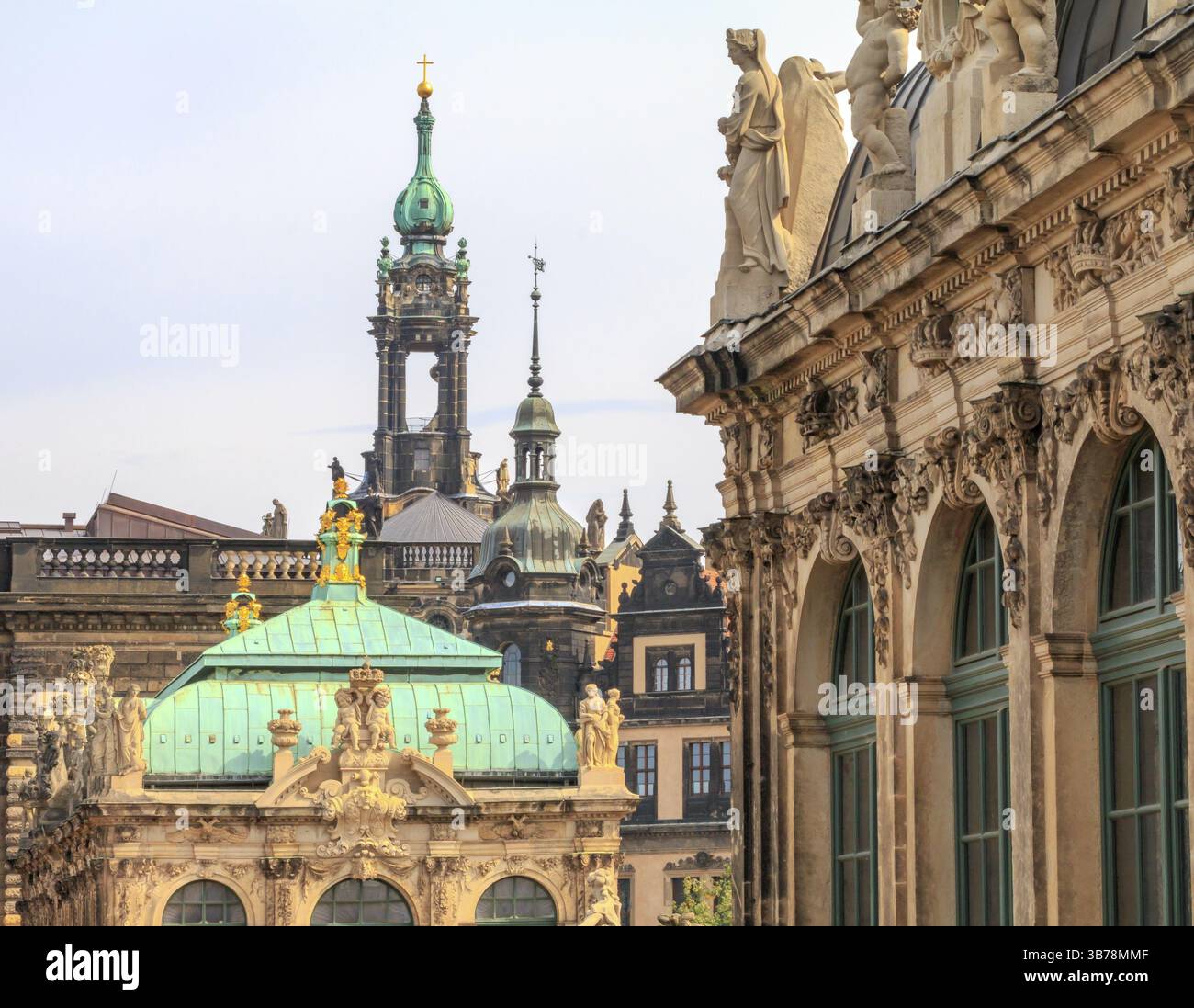 Baroque towers, roofs and figures, Dresden, Saxony Stock Photo - Alamy