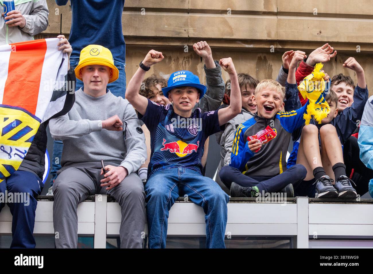 Leeds, UK. 05 MAY, 2025. Fans pose for the camera as Leeds United staff ...