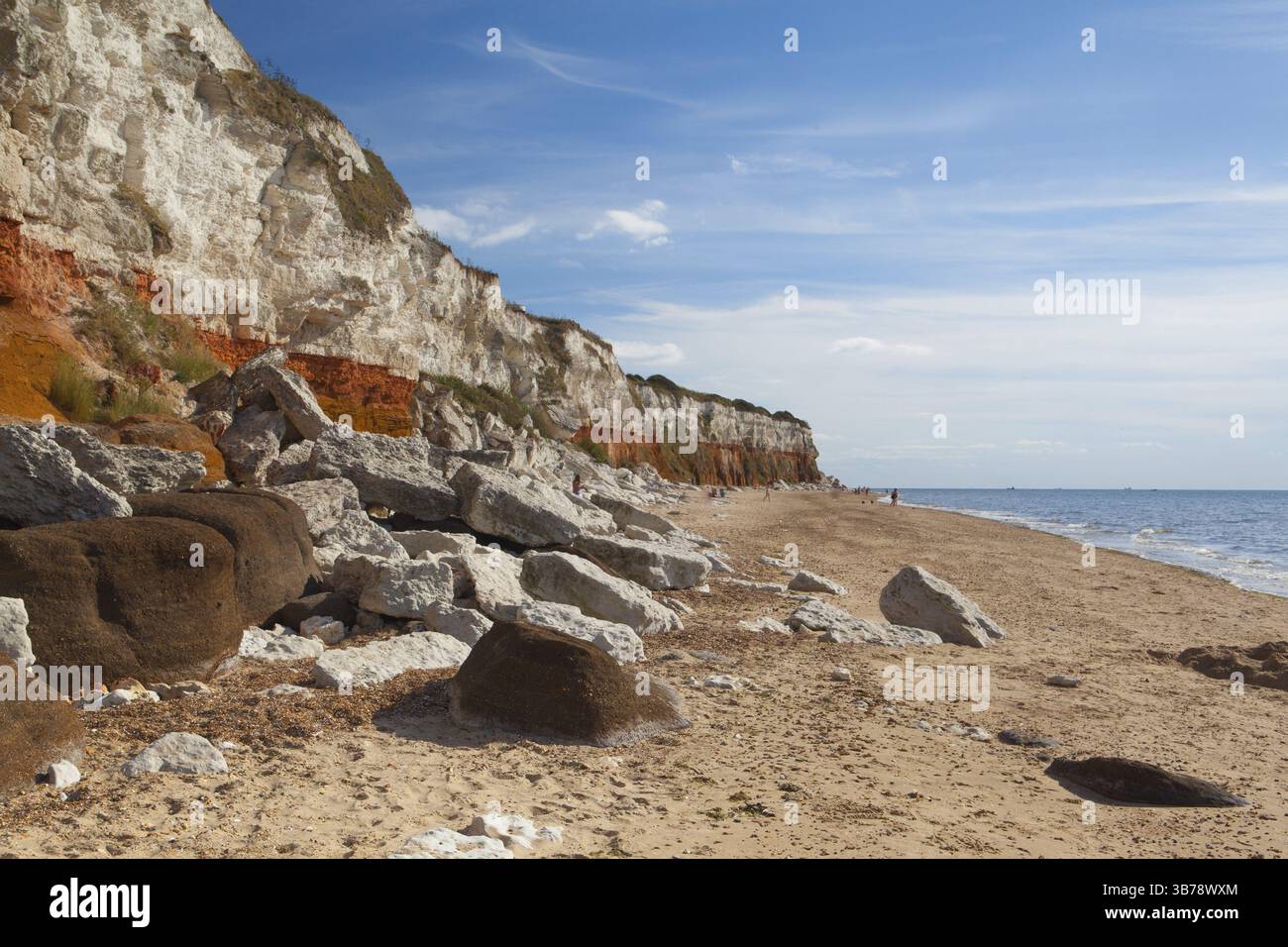 Hunstanton Cliffs in Norfolk.Great Britain.The famous striped cliffs of ...