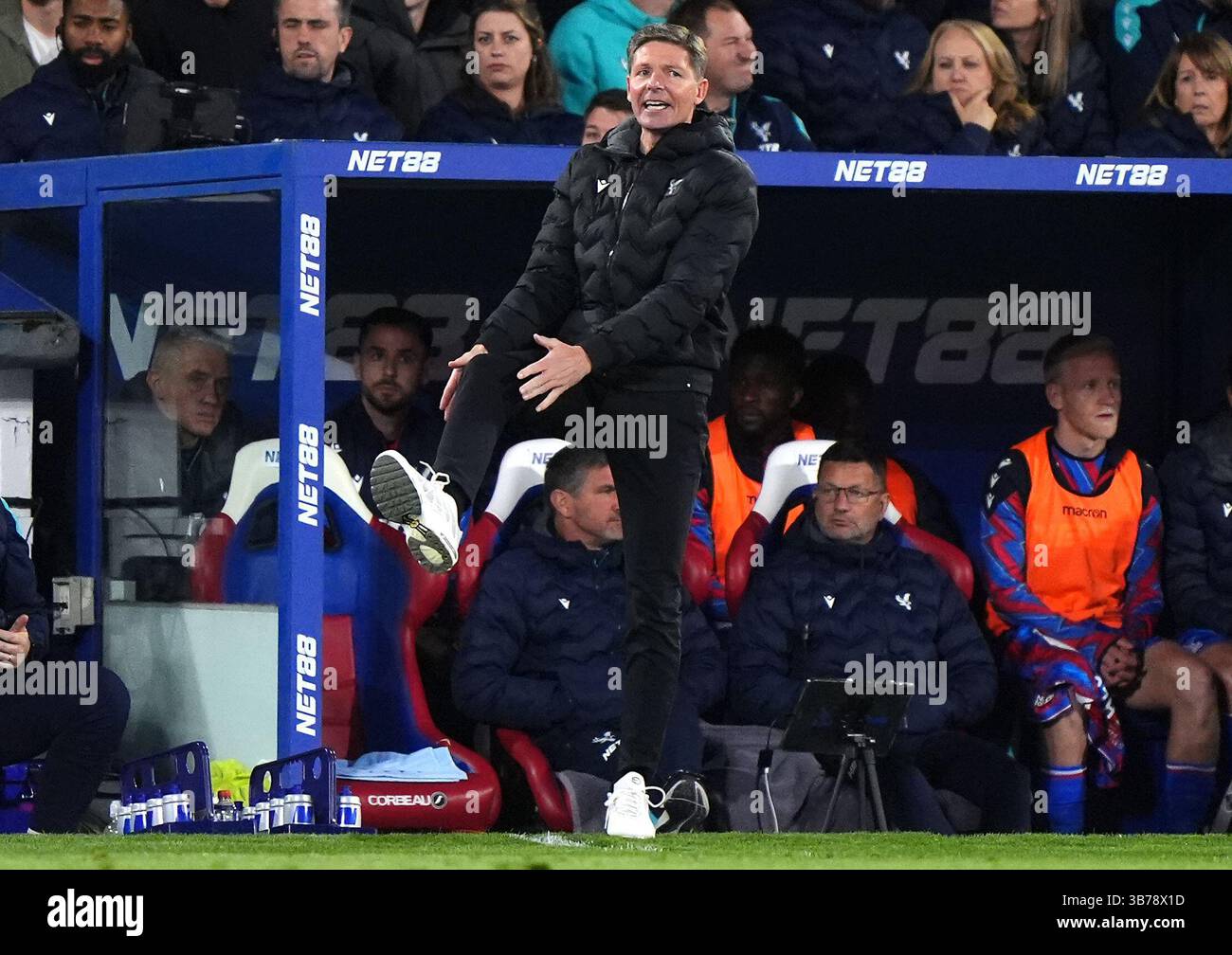 Crystal Palace manager Oliver Glasner reacts during the Premier League ...