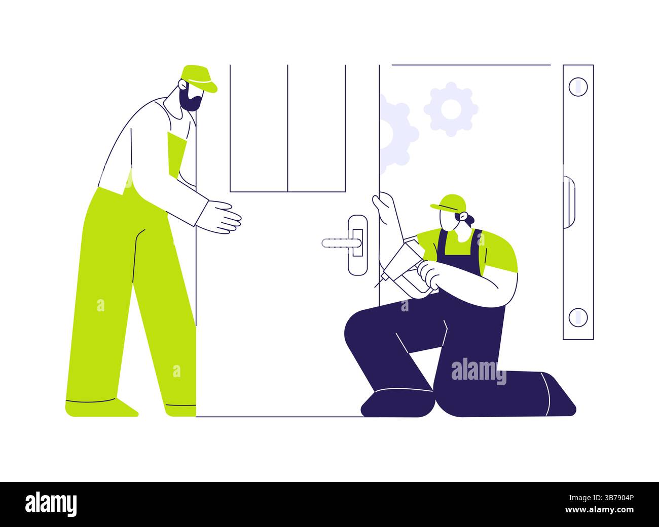 Interior door assembling abstract concept vector illustration Stock ...