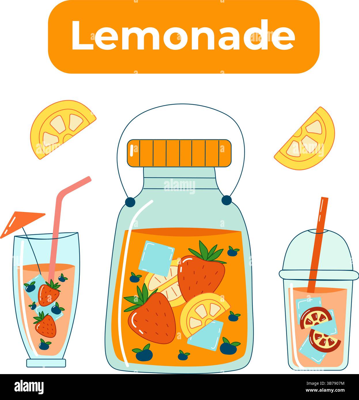 Glasses lemon soda ice Stock Vector Images - Alamy