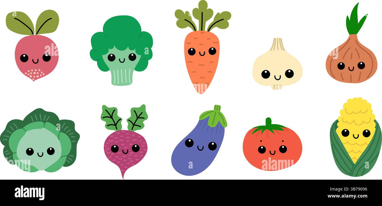 Healthy food emoji characters Stock Vector Images - Alamy