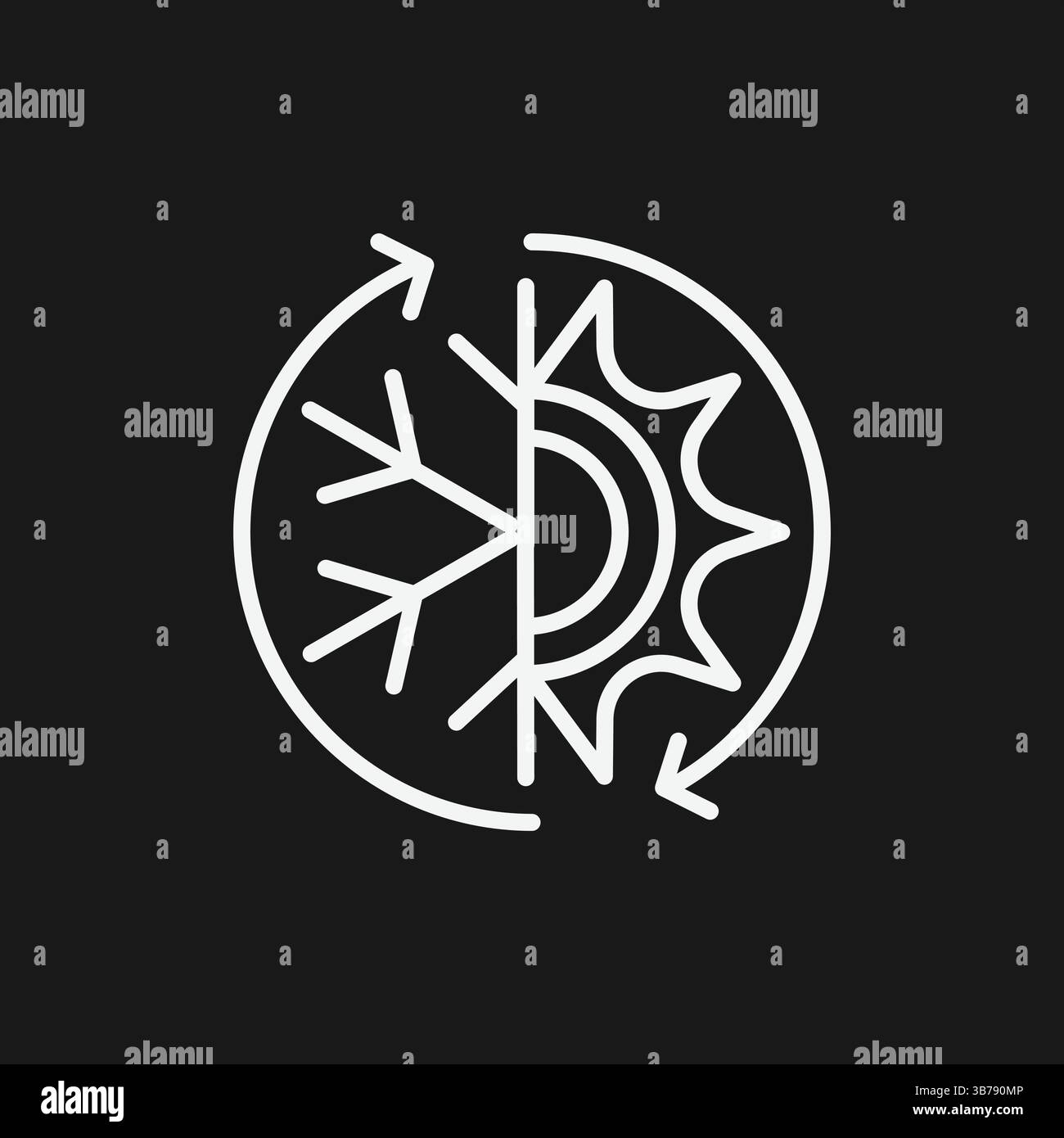 Minimalist Yin Yang Weather Symbol Snowflake Sun Climate Change Icon ...