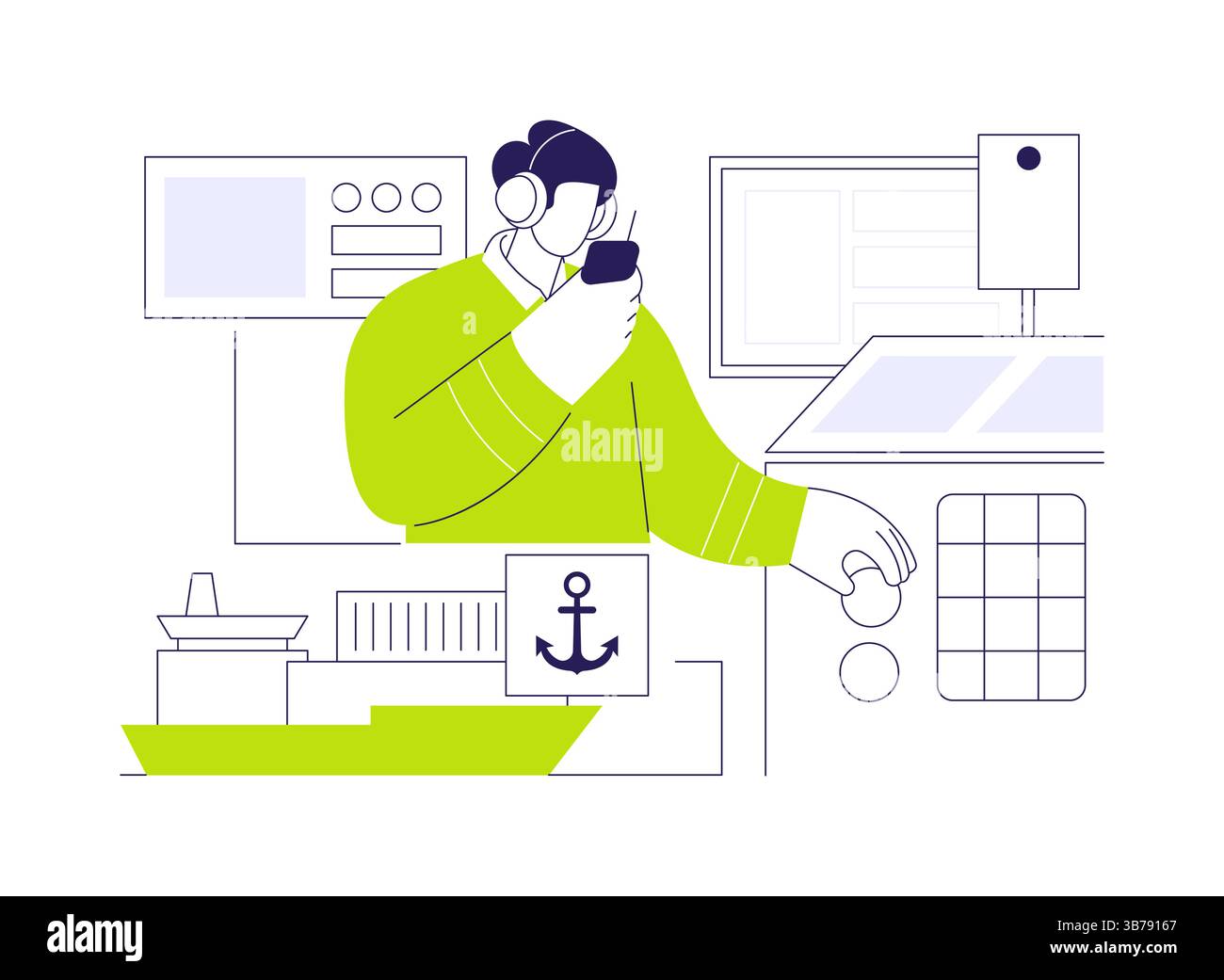 Ship engineer abstract concept vector illustration Stock Vector Image ...