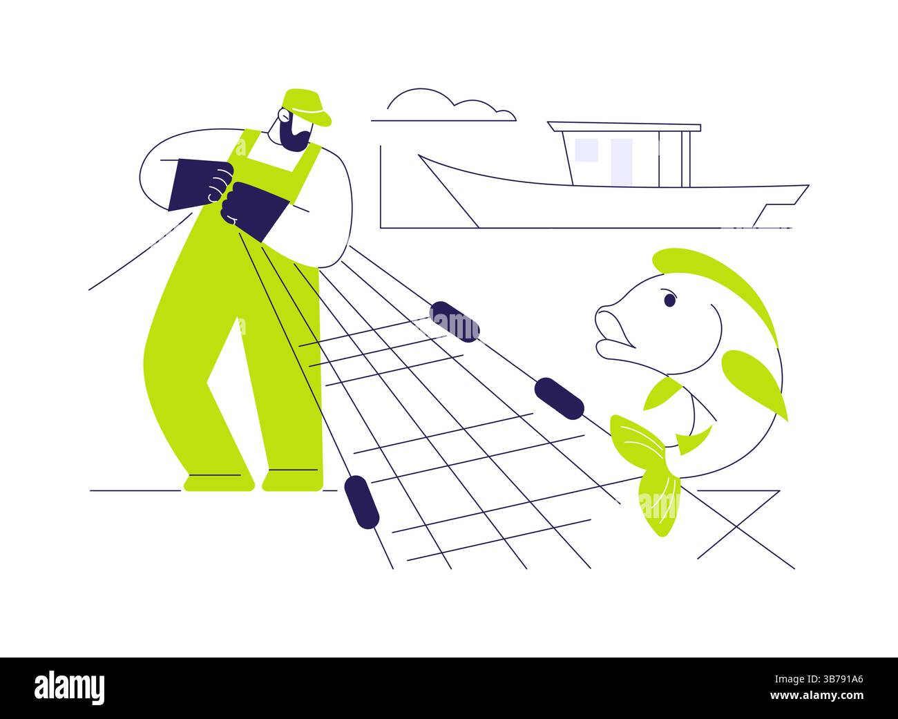 Artisanal fishing abstract concept vector illustration Stock Vector ...