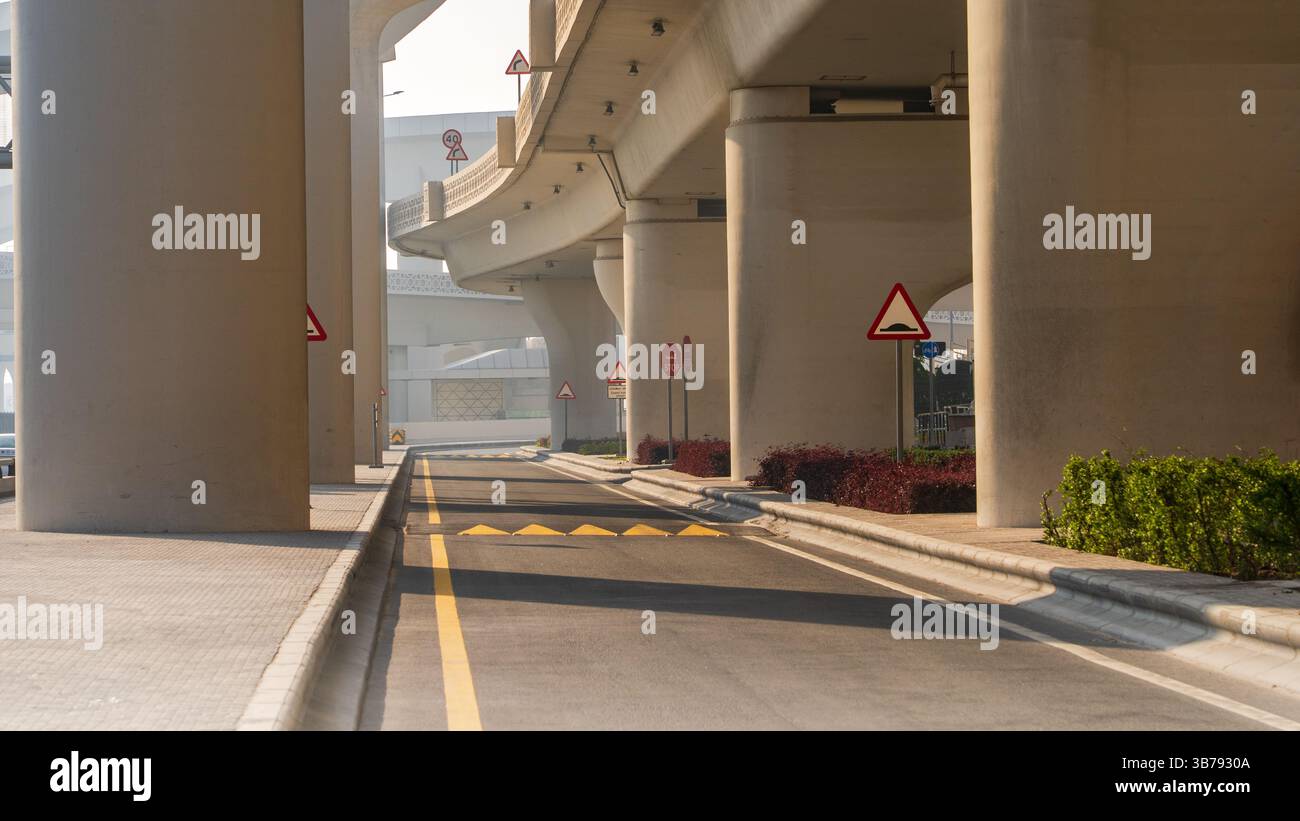 Doha, Qatar - February 24, 2025: A modern highway view of Sabah Al ...