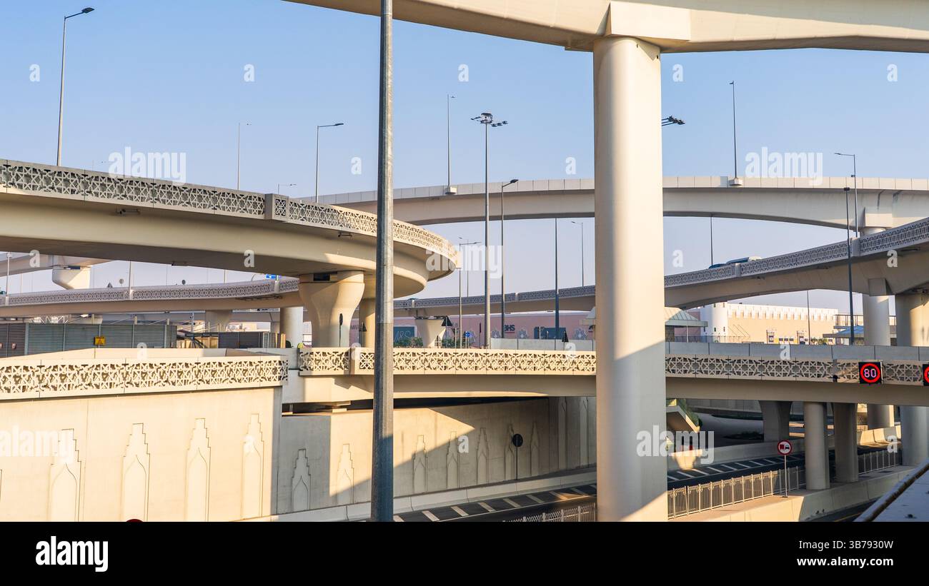 Doha, Qatar - February 24, 2025: A modern highway view of Sabah Al ...