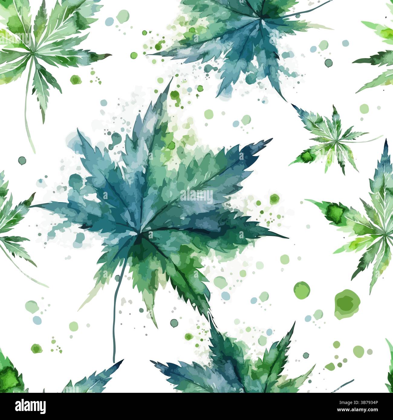 Marijuana leaf vector seamless pattern. Cannabis engraving plant. hand ...