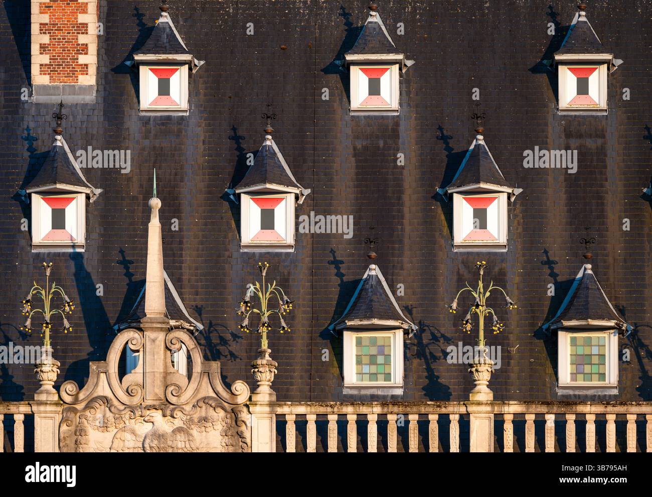 University library roof with dormer windows in Leuven, Flemish Brabant ...