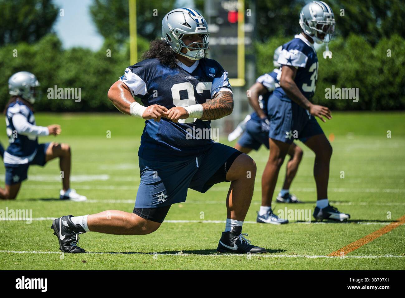 Dallas Cowboys' Jay Toia warms up during an NFL football team's rookie ...