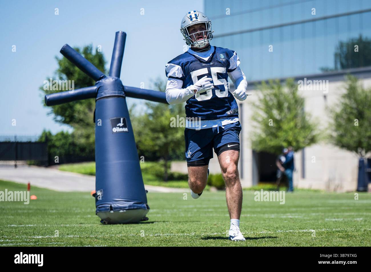 Dallas Cowboys' Justin Barron runs a drill during an NFL football team ...