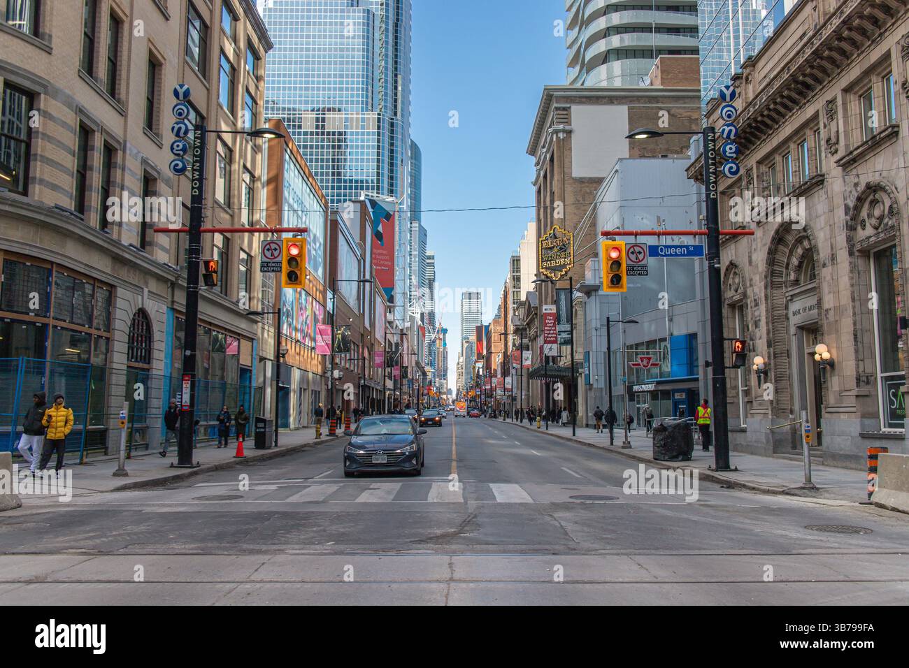 Yonge Street at Queen Street in downtown Toronto, featuring a vibrant ...