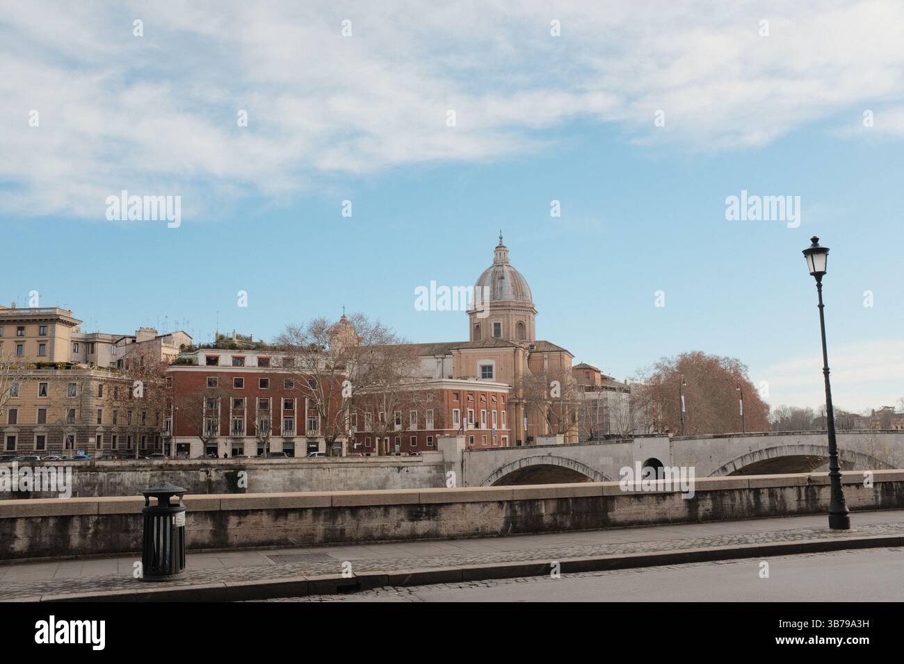 Streets and riverside scenes around Vatican City including Roman towers ...