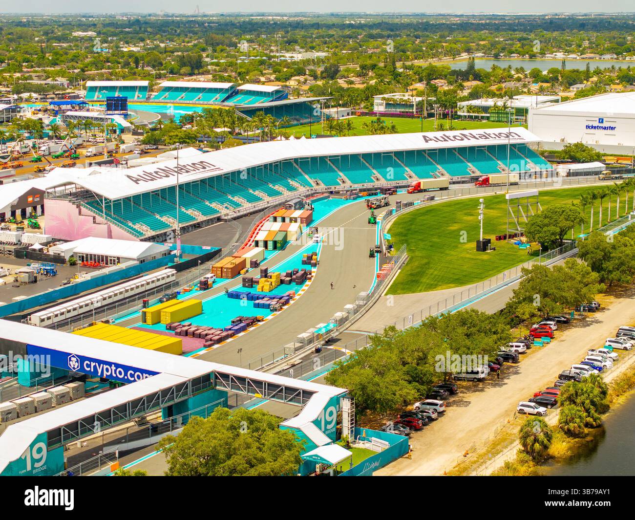 Miami, FL ,USA - May 5, 2025: Aerial view of the Formula One race track ...