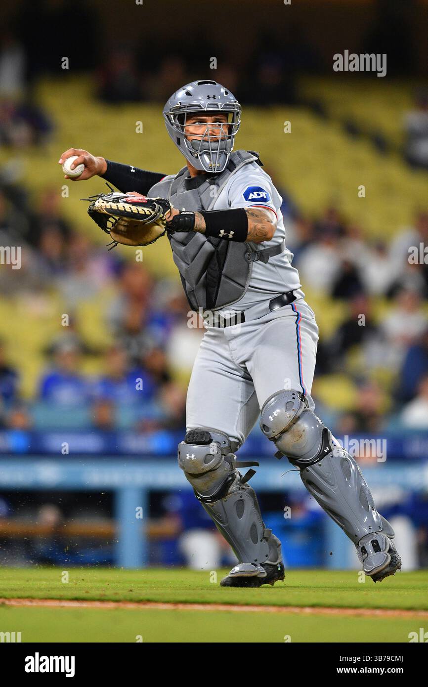 LOS ANGELES, CA - APRIL 28: Miami Marlins catcher Agustin Ramirez (50 ...