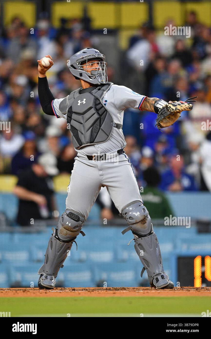 LOS ANGELES, CA - APRIL 28: Miami Marlins catcher Agustin Ramirez (50 ...