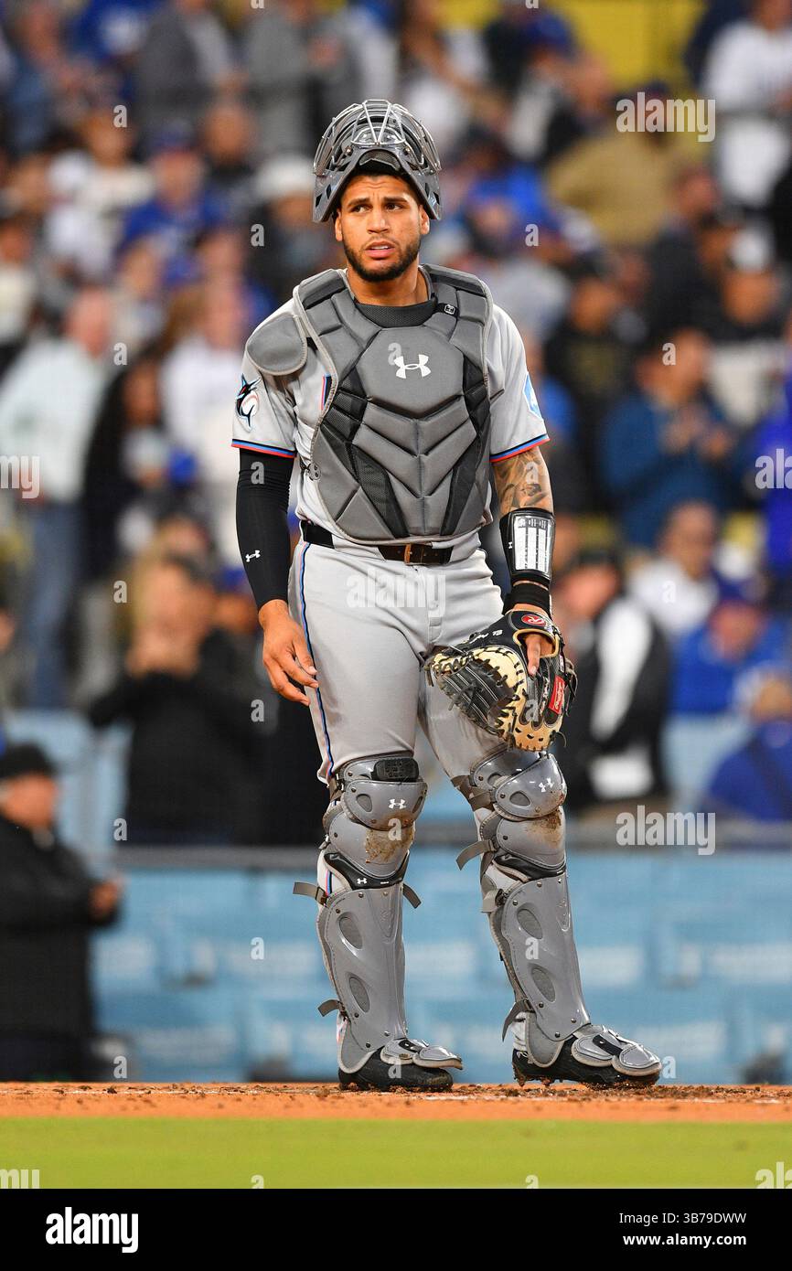 LOS ANGELES, CA - APRIL 28: Miami Marlins catcher Agustin Ramirez (50 ...