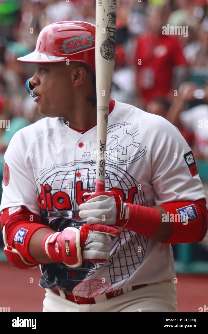 Mexico City, Mexico. 04th May, 2025. Robinson Canó #22 of Diablos Rojos ...