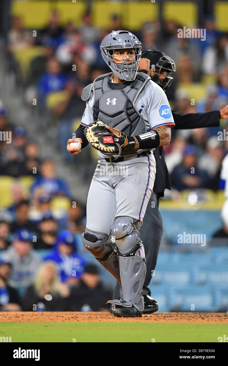 LOS ANGELES, CA - APRIL 28: Miami Marlins catcher Agustin Ramirez (50 ...