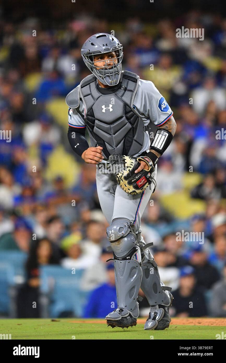 LOS ANGELES, CA - APRIL 28: Miami Marlins catcher Agustin Ramirez (50 ...