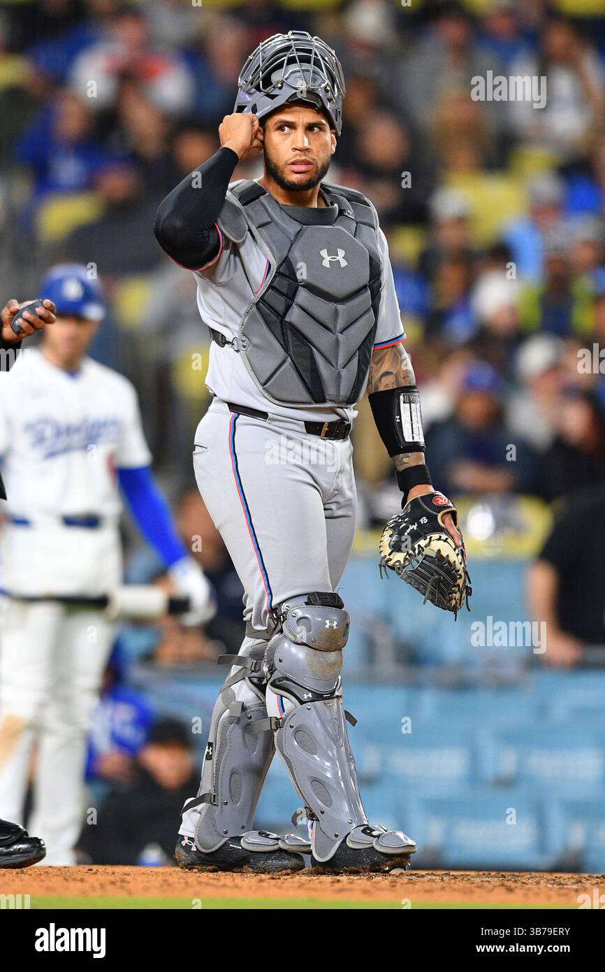 LOS ANGELES, CA - APRIL 28: Miami Marlins catcher Agustin Ramirez (50 ...