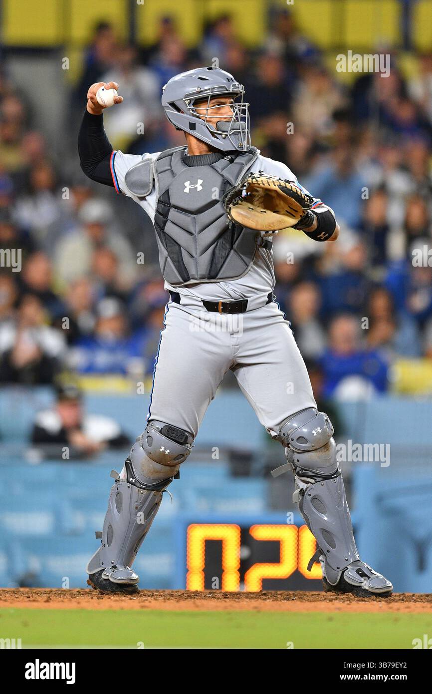 LOS ANGELES, CA - APRIL 28: Miami Marlins catcher Agustin Ramirez (50 ...