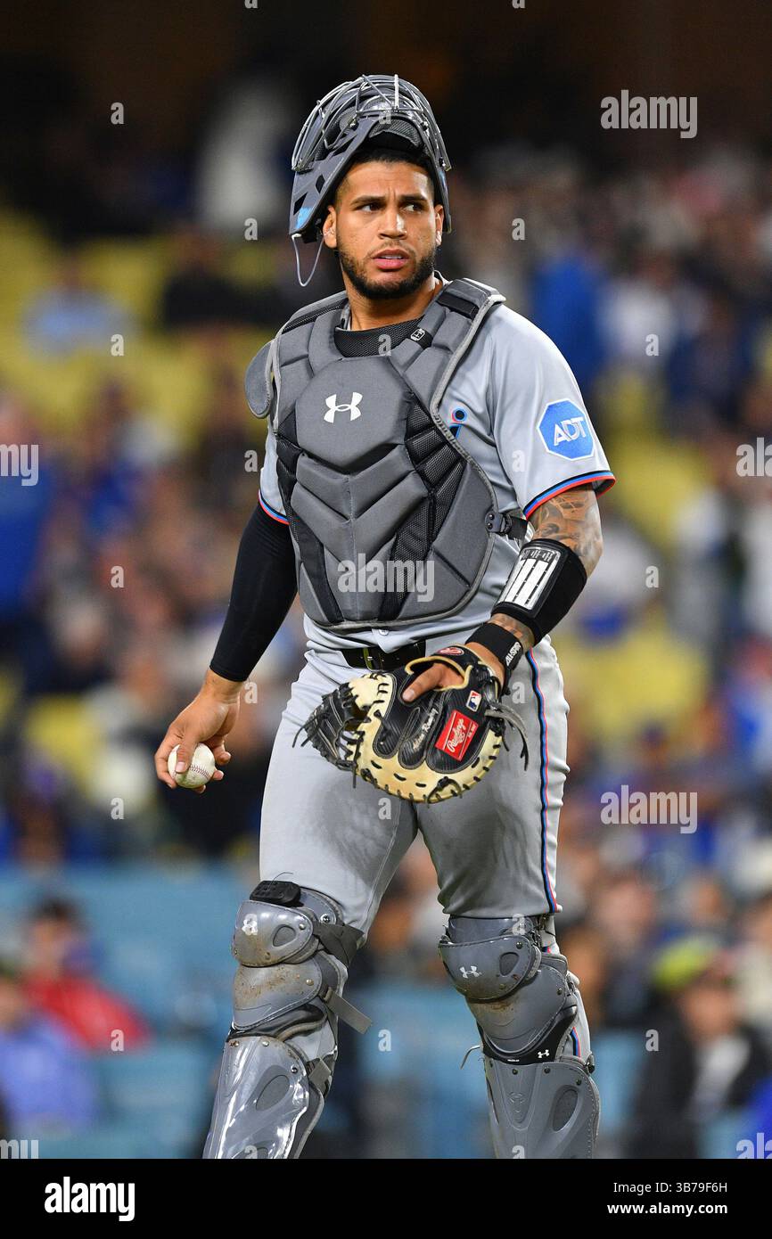 LOS ANGELES, CA - APRIL 28: Miami Marlins catcher Agustin Ramirez (50 ...
