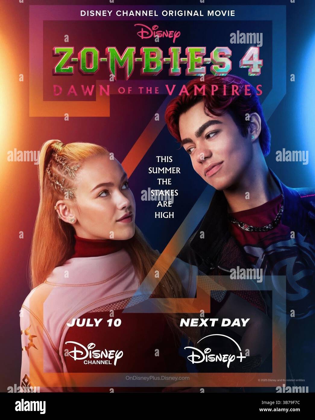 ZOMBIES 4: DAWN OF THE VAMPIRES, US poster, from left: Freya Skye, Malachi Barton, 2025 ...