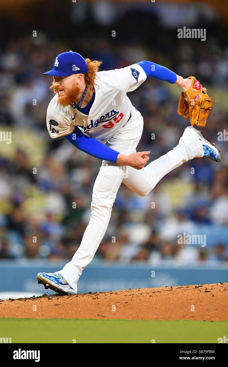 LOS ANGELES, CA - APRIL 28: Los Angeles Dodgers pitcher Dustin May (85 ...